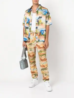 LES BENJAMINS Landscape-print Cotton Joggers