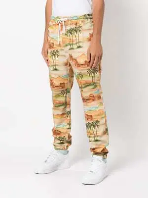 LES BENJAMINS Landscape-print Cotton Joggers