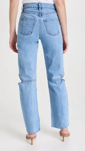 Still Here Cowgirl Jeans With Knee Cutouts - Vintage Blue