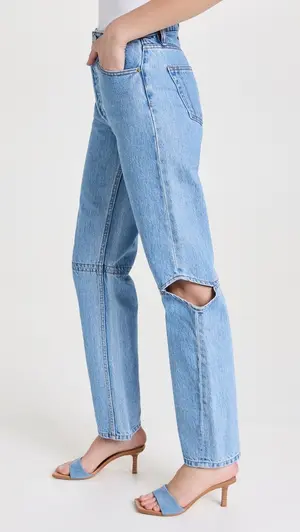 Still Here Cowgirl Jeans With Knee Cutouts - Vintage Blue