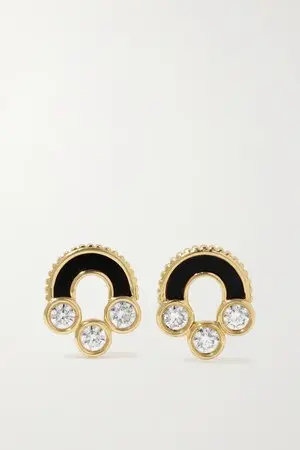 VILTIER Magnetic 18-karat Onyx And Diamond Earrings - Gold