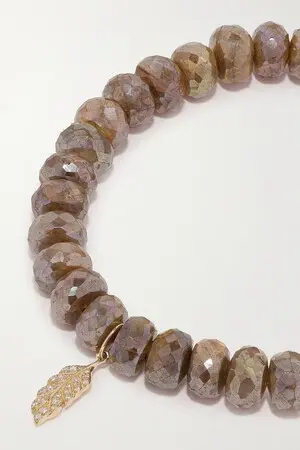 SYDNEY EVAN Tiny Feather Labradorite And Diamond Bracelet