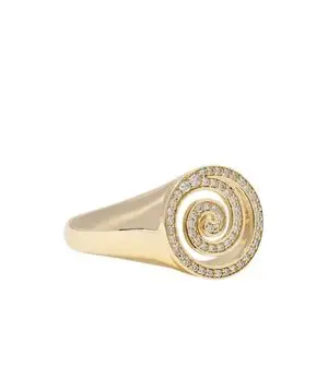 SYDNEY EVAN Spiral 14-karat Diamond Signet Ring - Gold
