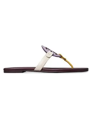 Tory Burch Women's Miller Colorblocked Leather Sandals - Lavender Cornbread Plum  Lavender Cornbread Plum