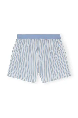GANNI Striped Cotton Shorts