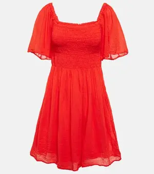 Velvet By Graham & Spencer Esme Cotton Gauze Minidress - Red