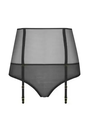 MAISON CLOSE L'amoureuse High-waist Garter Thong - Black