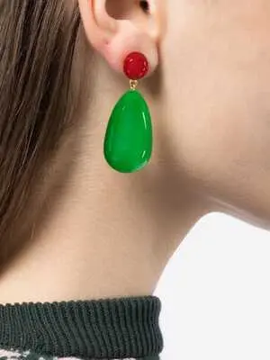 ESHVI Two-tone Drop Earrings - Green