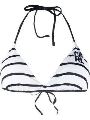 Karl Lagerfeld Striped Logo-print Bikini - White