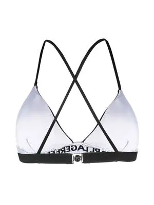 Karl Lagerfeld Logo-trim Triangle Bikini Top - White