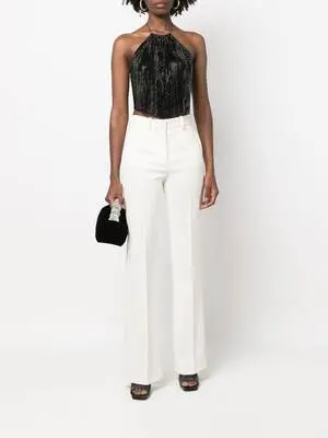 MANURI Rhinestone-embellished Cropped Top - Black