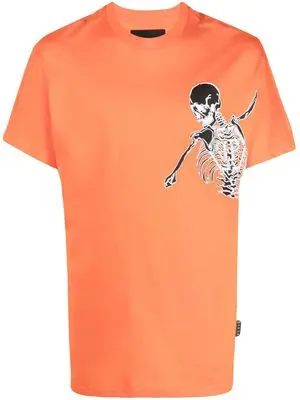 Philipp Plein Skeleton-print T-shirt - Orange