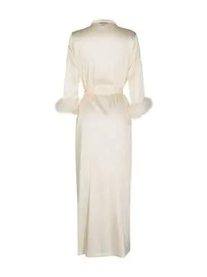GILDA & PEARL Celeste Feather-trim Silk Robe