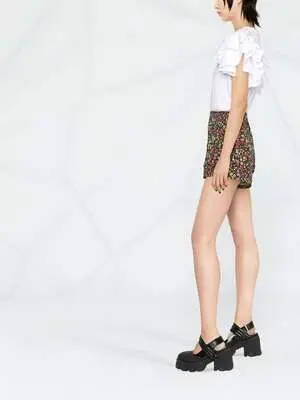 Philosophy Di Lorenzo Serafini Floral Print High-waisted Shorts - Black