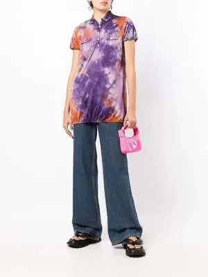 STAIN SHADE Tie-dye Print Polo Top