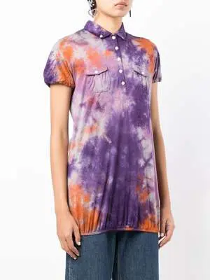 STAIN SHADE Tie-dye Print Polo Top