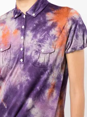 STAIN SHADE Tie-dye Print Polo Top