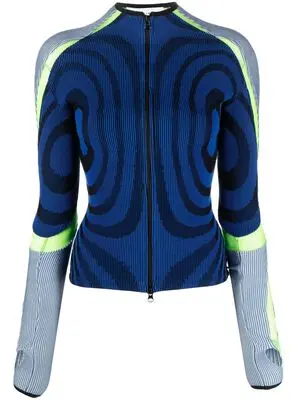 PAOLINA RUSSO Vortex Knit Jacket - Blue