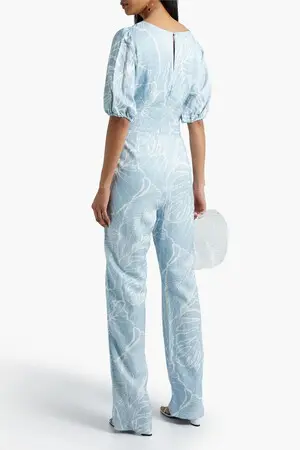 Marchesa Knotted Printed Crepe Wide-leg Jumpsuit