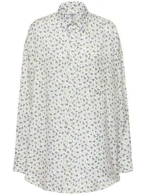 Balenciaga Cocoon Mini Floral Jacquard Shirt - White,blue