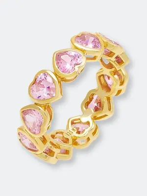 By Adina Eden Colored Bezel Heart Eternity Band