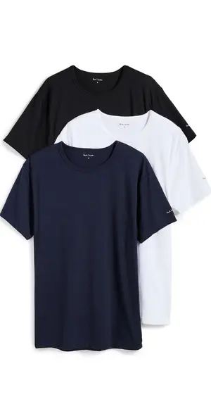 Paul Smith Cotton Logo Lounge 3 Pack T-shirts - Black/white/navy