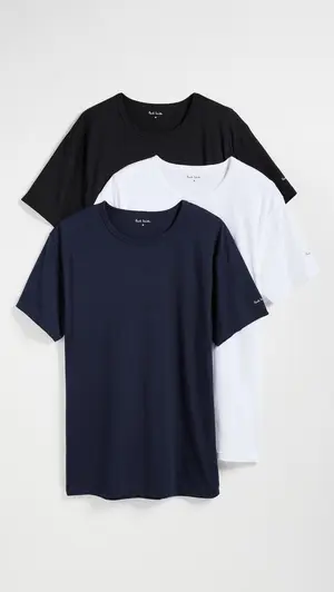 Paul Smith Cotton Logo Lounge 3 Pack T-shirts - Black/white/navy
