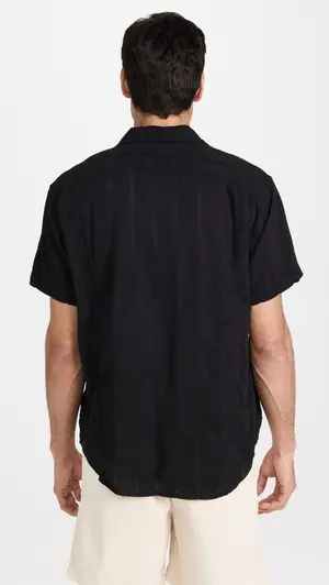 CORRIDOR Striped Seersucker Shirt - Black