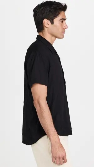 CORRIDOR Striped Seersucker Shirt - Black