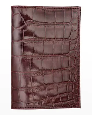 ABAS Traditional Alligator Passport Holder Bordeaux