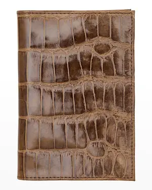 ABAS Traditional Alligator Passport Holder Cognac