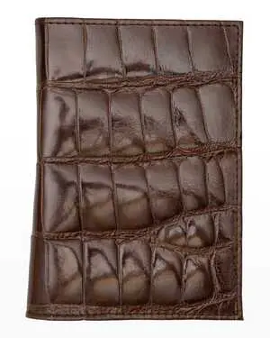 ABAS Traditional Alligator Passport Holder Deep Brown