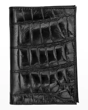 ABAS Traditional Alligator Passport Holder Jet Black