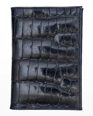 ABAS Traditional Alligator Passport Holder Midnight