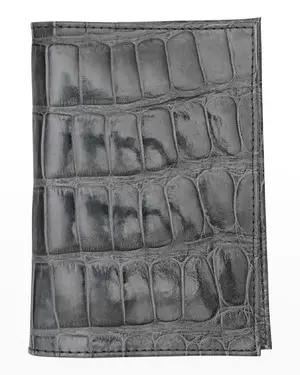 ABAS Traditional Alligator Passport Holder Mist Grey