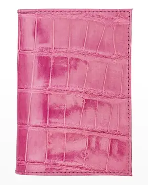 ABAS Traditional Alligator Passport Holder Pure Pink