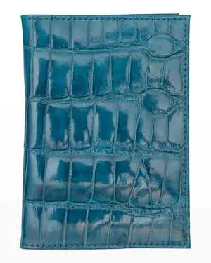 ABAS Traditional Alligator Passport Holder Turquoise
