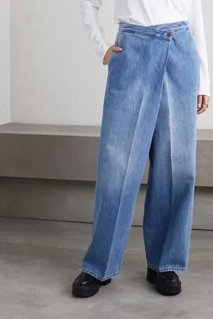 THE ROW Tunna Asymmetric High-rise Wide-leg Jeans