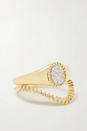 Yvonne Léon 9-karat Diamond Signet Ring Set - Gold