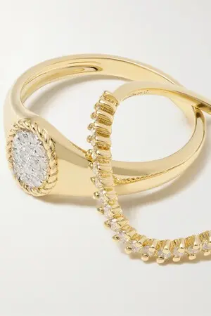 Yvonne Léon 9-karat Diamond Signet Ring Set