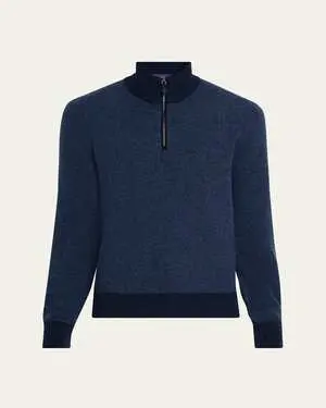 Ralph Lauren Purple Label Cashmere Half-zip Sweater - Navy