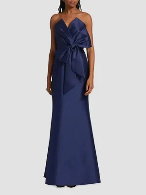 Badgley Mischka Strapless Bow Gown