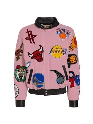 JEFF HAMILTON Men's Wool NBA Patch Jacket - Pink - Size XXL - Pink  - Pink