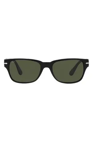 Persol 55mm Rectangular Sunglasses - Black/green