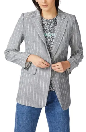 COURT & ROWE Pinstripe One-button Blazer - Rich Black