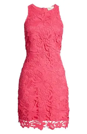 Eliza J Sleeveless Lace Overlay Shift Dress