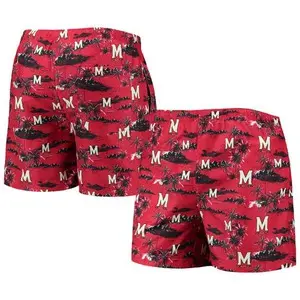 FOCO Maryland Terrapins Island Palm Swim Trunks - Red