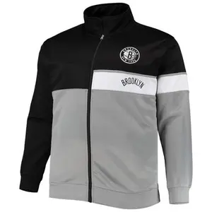Profile Gray Brooklyn Nets Big & Tall Pieced Body Full-zip Track Jacket