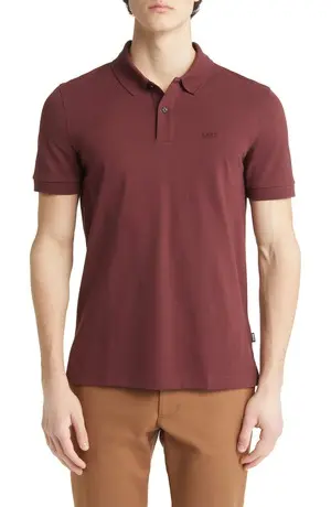BOSS Pallas Cotton Polo Burgundy