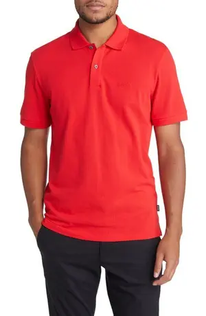 BOSS Pallas Cotton Polo Medium Red